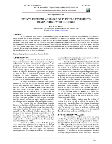 Pdf Fininte Element Analysis Of Flexible Pavements Strengthed With