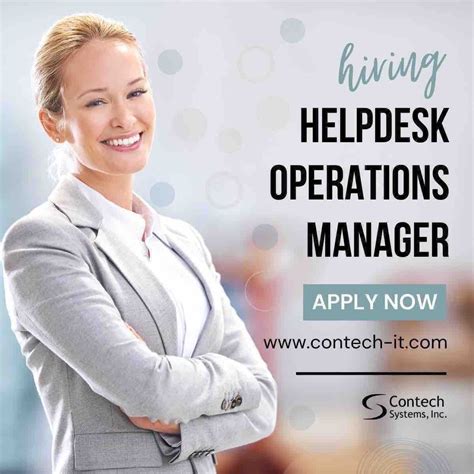 Contech Systems Inc On Linkedin Urgently Seeking A Helpdesk Operations Manager To Direct