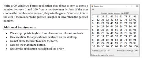 Solved Guessing Game File Write A C Windows Forms Application