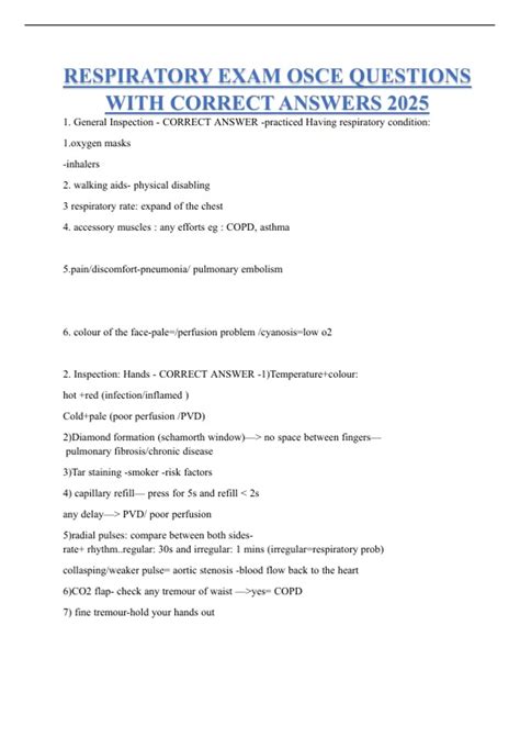 Respiratory Exam Osce Questions With Correct Answers 2025 Osce Stuvia Us