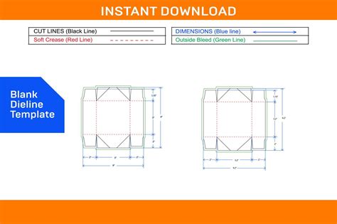 Lid Box Or Collapsible 4 Cornar Tray Box Dieline Template And 3d Render Vector File Blank