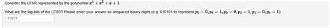 Solved Consider The Lfsr Represented By The Polynomial