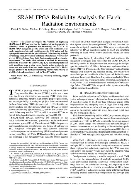 Pdf Sram Fpga Reliability Analysis For Harsh Radiation Environments