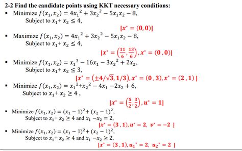 Solved 2 2 ﻿find The Candidate Points Using Kkt Necessary