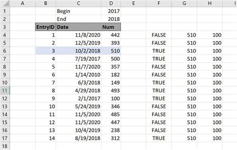 如何在 Excel 中查找指定年份内的最小值和最大值