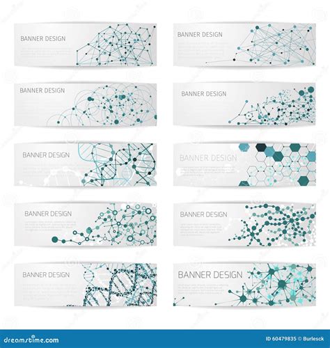 Molecular Structure And Dna Vector Banners Stock Vector Illustration Of Chromosome Element