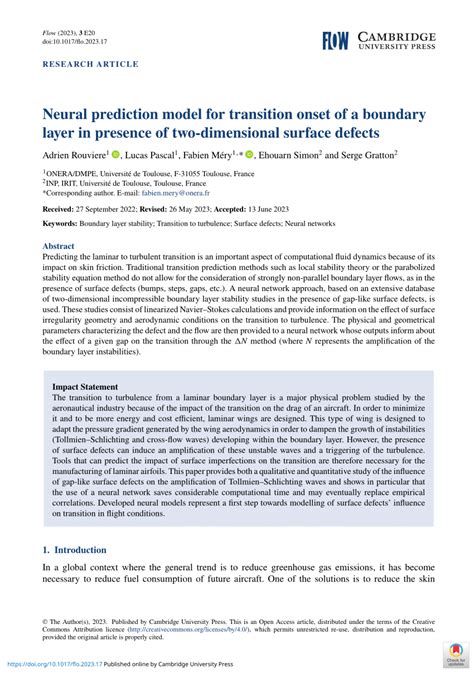 Pdf Neural Prediction Model For Transition Onset Of A Boundary Layer In Presence Of Two