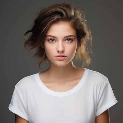 Premium Ai Image Female Model In White Tshirt