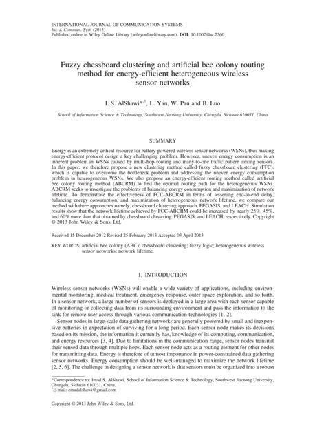 Pdf Fuzzy Chessboard Clustering And Artificial Bee Colony Routing