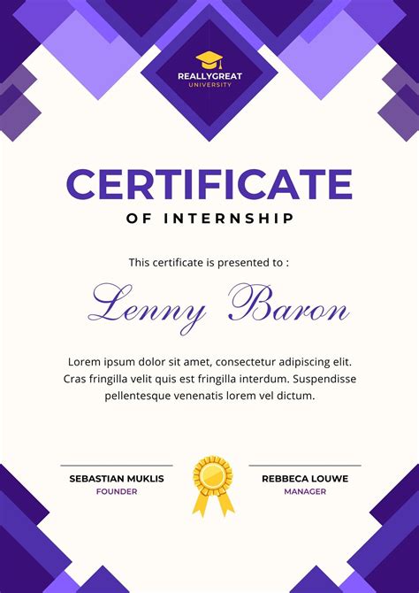 Internship Certificate Internship Certificate Template 6 Free