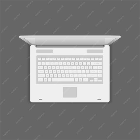 Белая реалистичная открытая клавиатура ноутбука, вид сверху, векторная ...