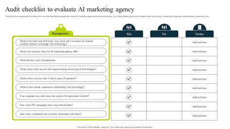 Audit Checklist To Evaluate Ai Marketing Agency How To Use Chatgpt Ai Ss V Ppt Sample