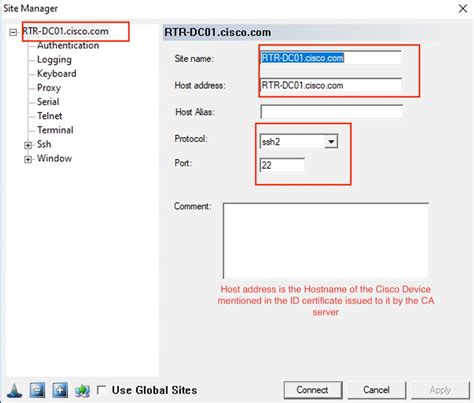 Configuration De Lauthentification De Certificat Pour Ssh Sur Les