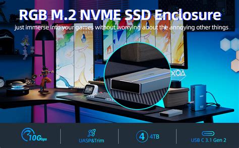 RGB M 2 NVME SSD Enclosure For Gaming SANZANG USB 3 1 Gen 2 10 Gbps Type C To NGFF NVME PCIe M