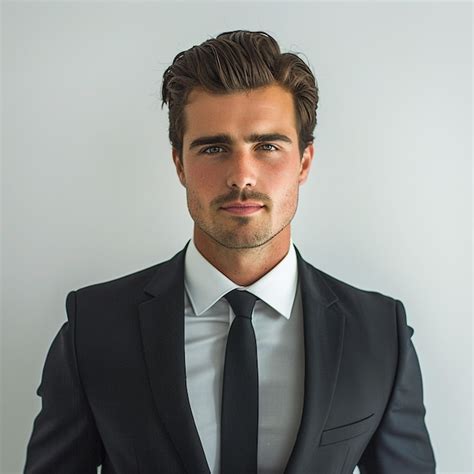 A Man In A Suit With A White Shirt And Black Tie Premium Ai Generated Image