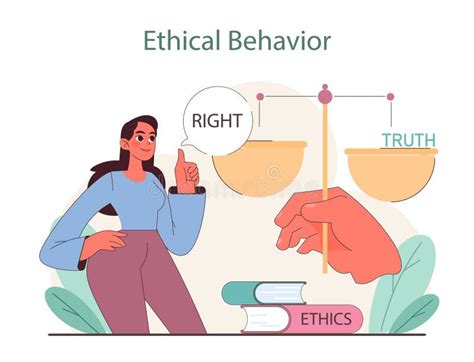Ethical Behavior Concept Weighing Right Against Truth Over A Foundation Of Ethics Stock Vector