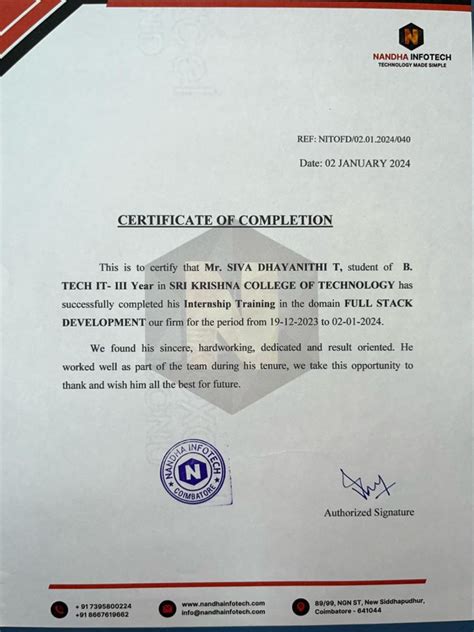 Siva Dhayanithi On Linkedin Internshipcomplete Fullstackdevelopment