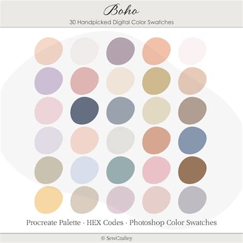 Boho Color Palette Hex Codes Etsy