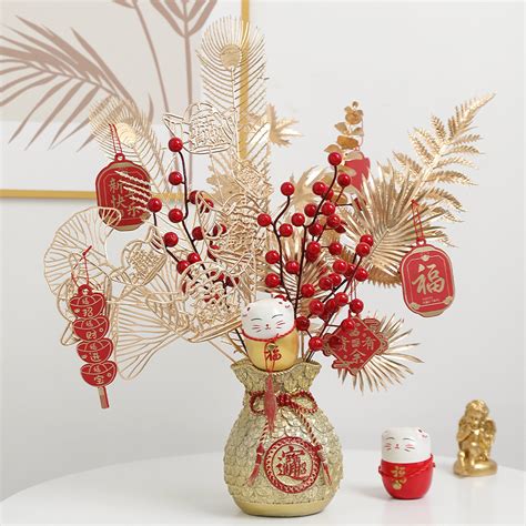 2025 ตกแต่งปีใหม่จีนใบทองพืชช่อสีแดงเบอร์รี่ฟอร์จูนโชคดีการ์ดจีนเทศกาลฤดูใบไม้ผลิตกแต่ง ซินนี่