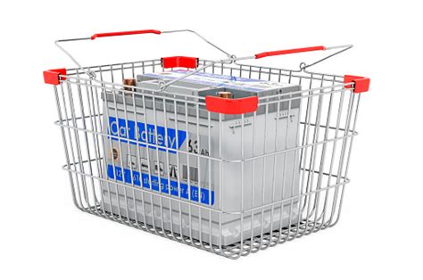 장바구니 내부의 자동차 배터리 흰색 배경에 격리된 3d 렌더링 자동차 배터리에 대한 스톡 사진 및 기타 이미지 자동차 배터리 3차원 형태 가격 Istock