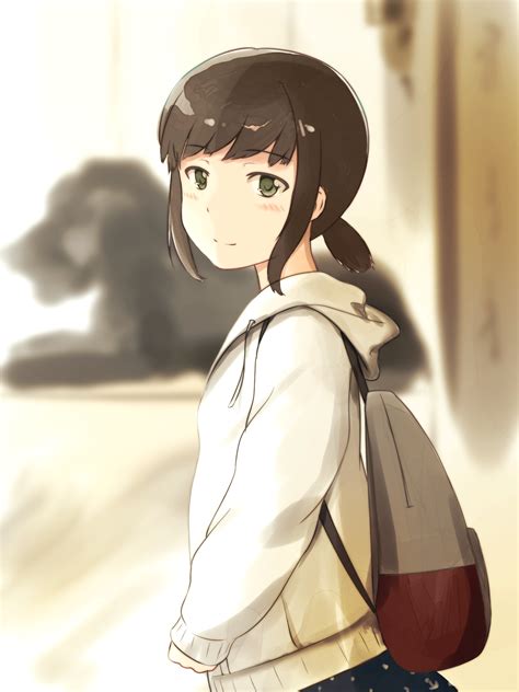 배경 화면 애니메이션 소녀들 간타이 컬렉션 후부키 칸 콜레 포니 테일 갈색 머리의 삽화 디지털 아트 팬 아트 1500x2000 Batsutousai