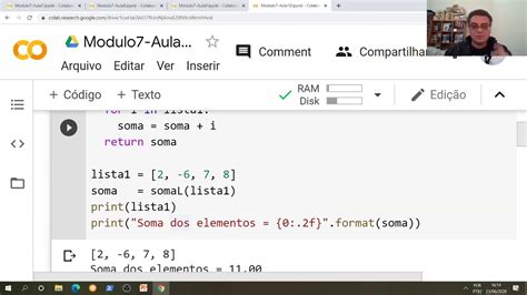 Módulo 7 Aula 10 Soma Dos Elementos De Uma Lista Youtube