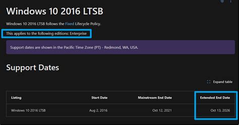 Extended Support Windows 10 Enterprise 2016 Ltsb Microsoft Qanda