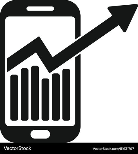 Mobile Phone Showing Growing Chart Representing Vector Image