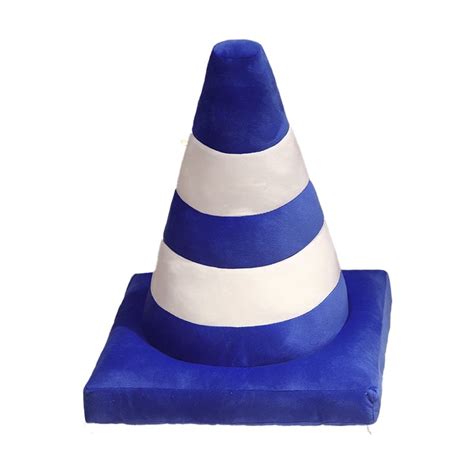 Plush Safety Traffic Cone Toy Pillow Soft Simulation Blue Roadblock