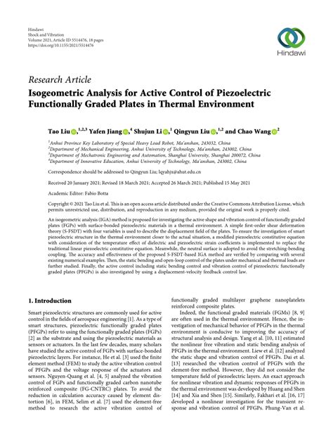 Pdf Isogeometric Analysis For Active Control Of Piezoelectric
