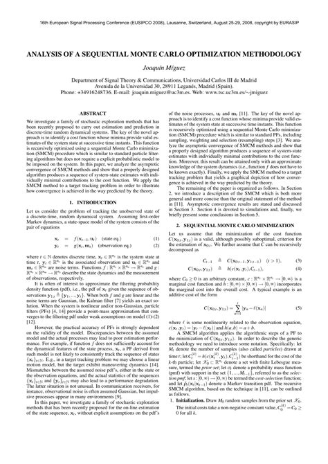 Pdf Analysis Of A Sequential Monte Carlo Optimization Methodology