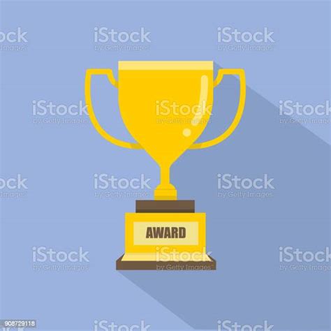 골드 트로피 절연 파란색 배경 벡터 일러스트 레이 션 평면 수상 및 성공 개념입니다 골든 컵 우승자에 대 한입니다 Championship에 대한 스톡 벡터 아트 및 기타