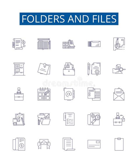 Folders And Files Line Icons Signs Set Design Collection Of Folders