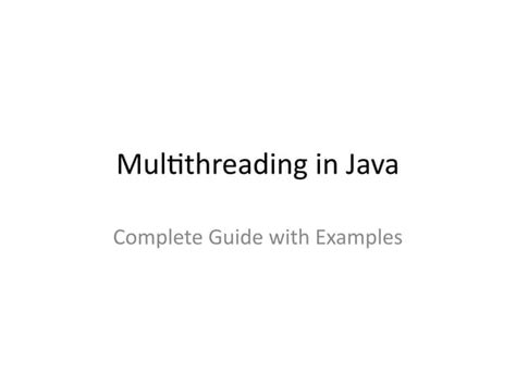 Multithreading In Java Programming Language Ppt