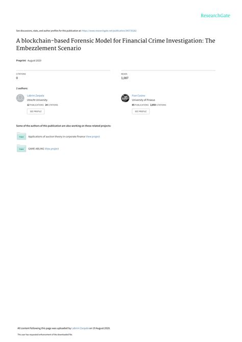 Pdf A Blockchain Based Forensic Model For Financial Crime Investigation The Embezzlement Scenario