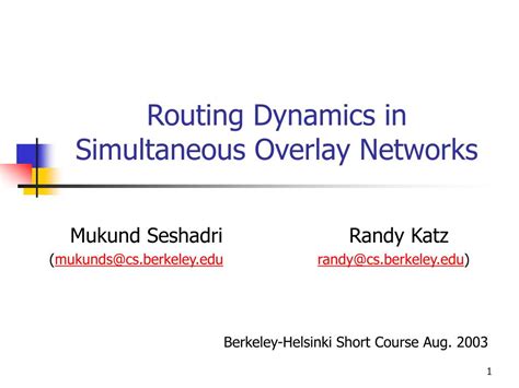 Ppt Routing Dynamics In Simultaneous Overlay Networks Powerpoint