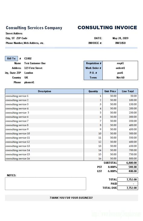 Consulting Invoice Template Consultant Invoice Template Bonsai