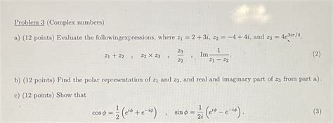 solved problem 3 complex numbers a 12 ﻿points ﻿evaluate