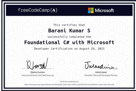 baranikumar srinivasan on linkedin certificate micorsoft dotnet csharp csharpdeveloper