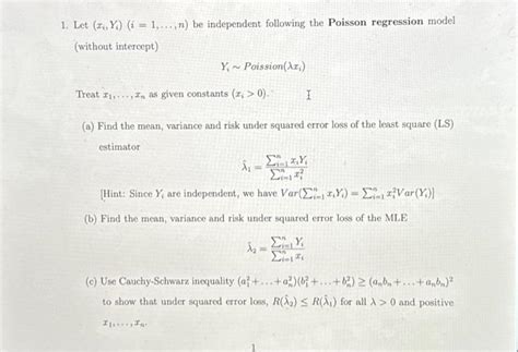Solved 1 Let Xi Yi I 1 N Be Independent Following The Chegg Com