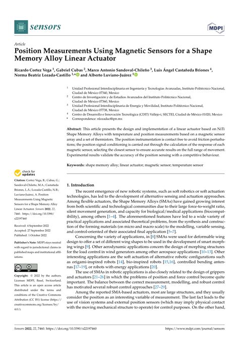 Pdf Position Measurements Using Magnetic Sensors For A Shape Memory