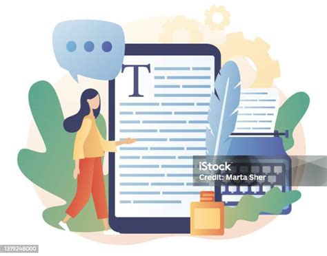 스마트 폰 응용 프로그램에서 텍스트를 입력 하는 작은 창조적 인 여자 전문 작가 저자 레드 배우 저널리스트 카피 라이터 콘텐츠