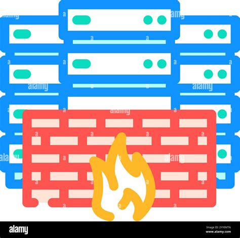 Security Firewall Data Center Color Icon Vector Illustration Stock
