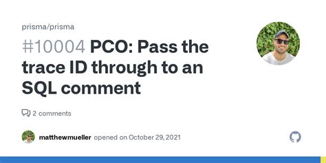 Pco Pass The Trace Id Through To An Sql Comment · Issue 10004 · Prismaprisma · Github