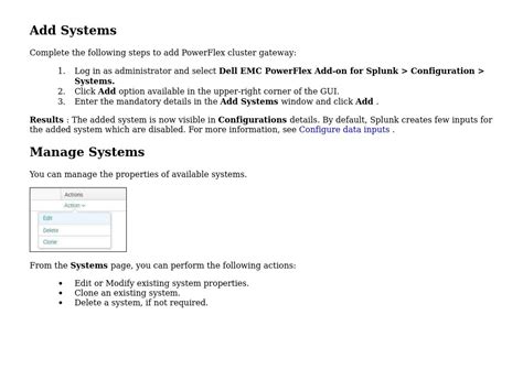 Configure Systems Dell Emc Powerflex Add On And App For Splunk User Guide Dell Technologies