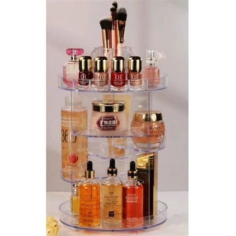 خرید و قیمت استند آرایشی سه طبقه چرخان و گردان اکرولیک ترب