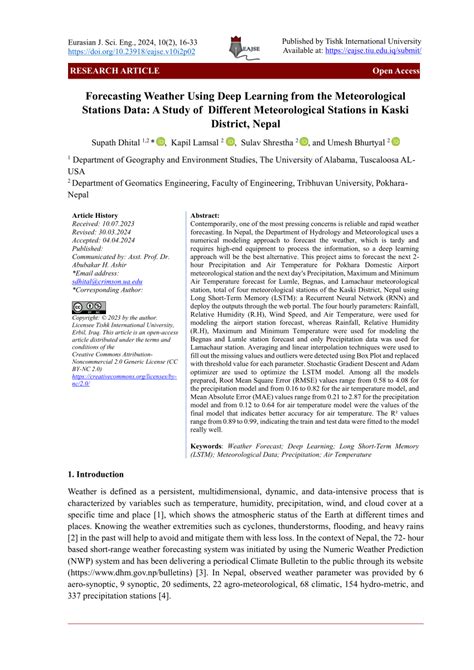 Pdf Forecasting Weather Using Deep Learning From The Meteorological