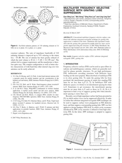 Micro Optical Tech Letters 2007 Luo Multilayer Frequency Selective Surface With Grating