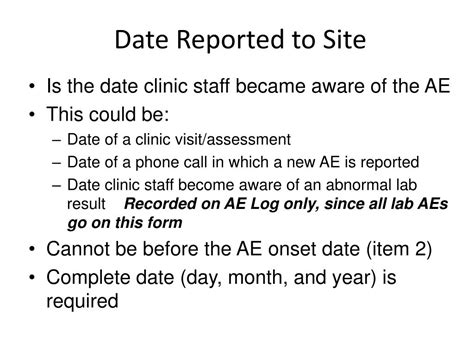 PPT Adverse Event Documentation AE Log And GAE Log CRF PowerPoint Presentation ID 6600180