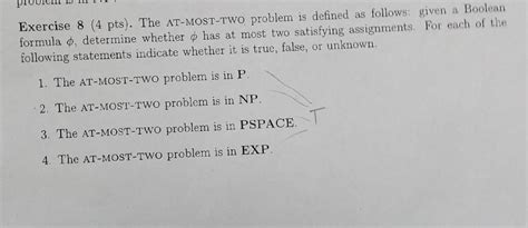 Solved Exercise 8 4 Pts The AT MOST TWO Problem Is Chegg Com